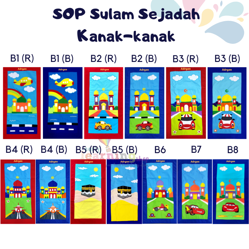 Sulam Nama - Telekung & Sejadah (Kanak-Kanak)
